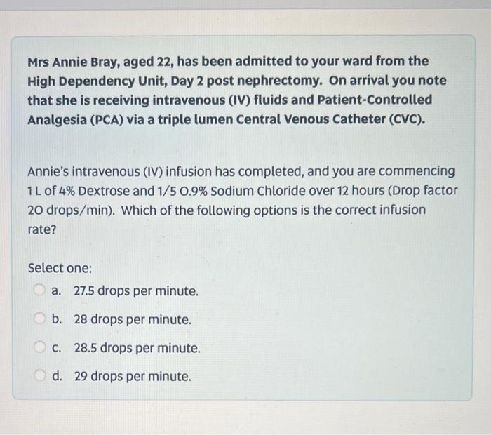 Solved Mrs Annie Bray, aged 22, has been admitted to your | Chegg.com