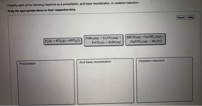 Solved Classify each of the following reactions as a | Chegg.com