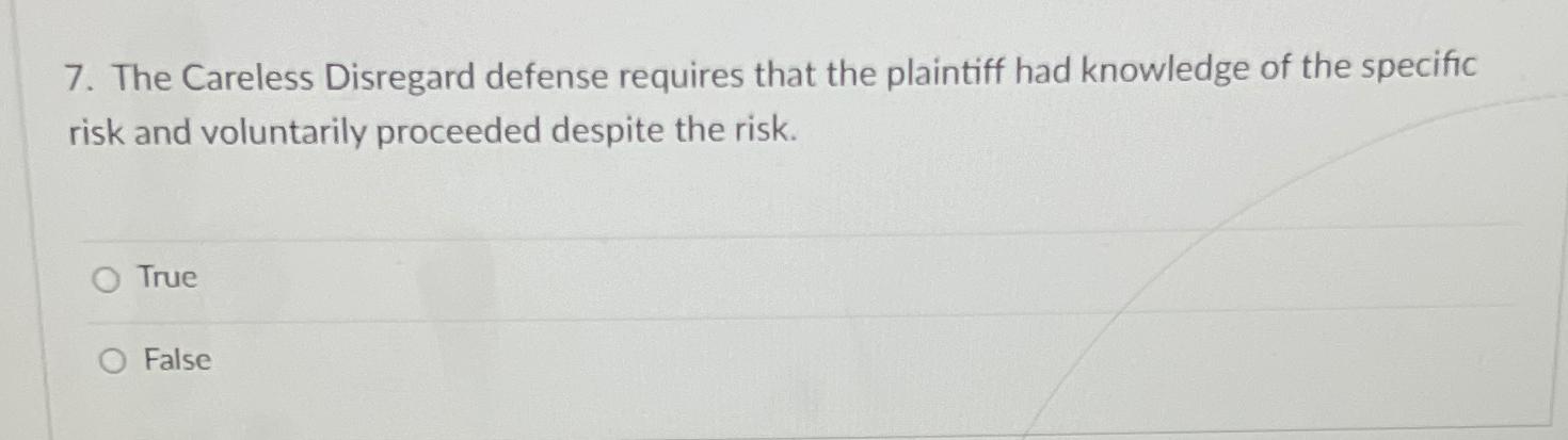Solved The Careless Disregard defense requires that the | Chegg.com
