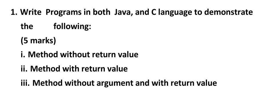 Solved Write the simple code One for Java And another for C | Chegg.com