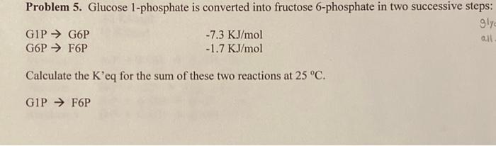 Solved Problem 5. Glucose 1-phosphate is converted into | Chegg.com