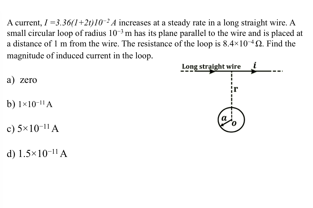 Solved A current, I=3.36(1+2t)10-2A increases at a steady | Chegg.com