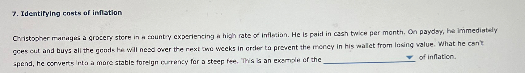 Solved Identifying costs of inflationChristopher manages a | Chegg.com