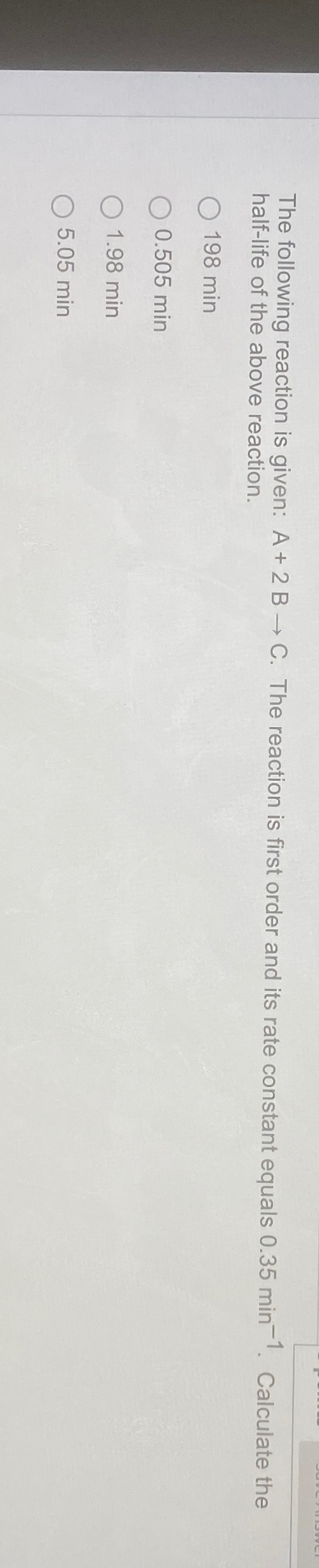 The following reaction is given: A+2B→C. ﻿The | Chegg.com