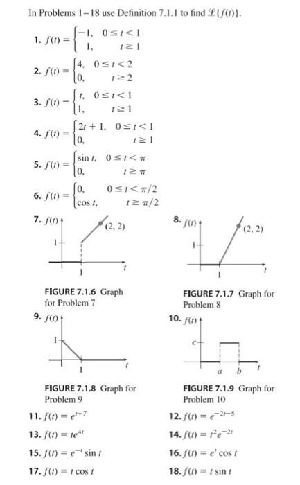 In Problems 1−18 use Definition 7.1.1 to find | Chegg.com