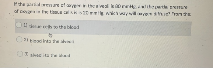 Solved If the partial pressure of oxygen in the alveoli is | Chegg.com