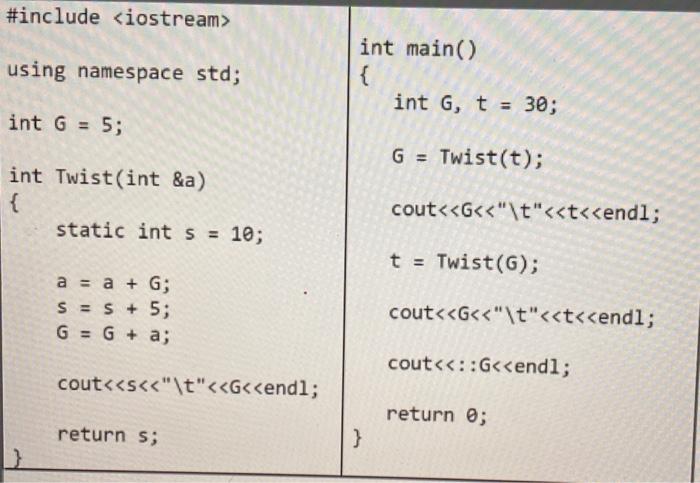 Solved \#include 〈iostream〉 using namespace std; int main() | Chegg.com