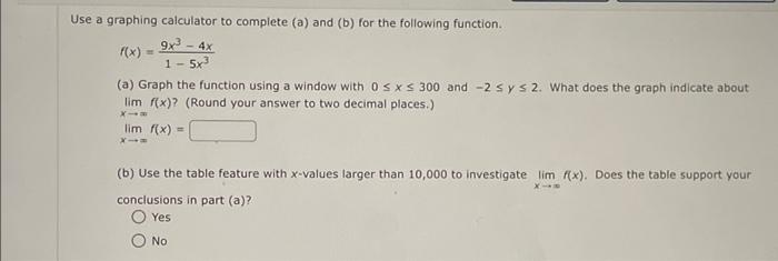 Solved Use a graphing calculator to complete (a) and (b) for | Chegg.com