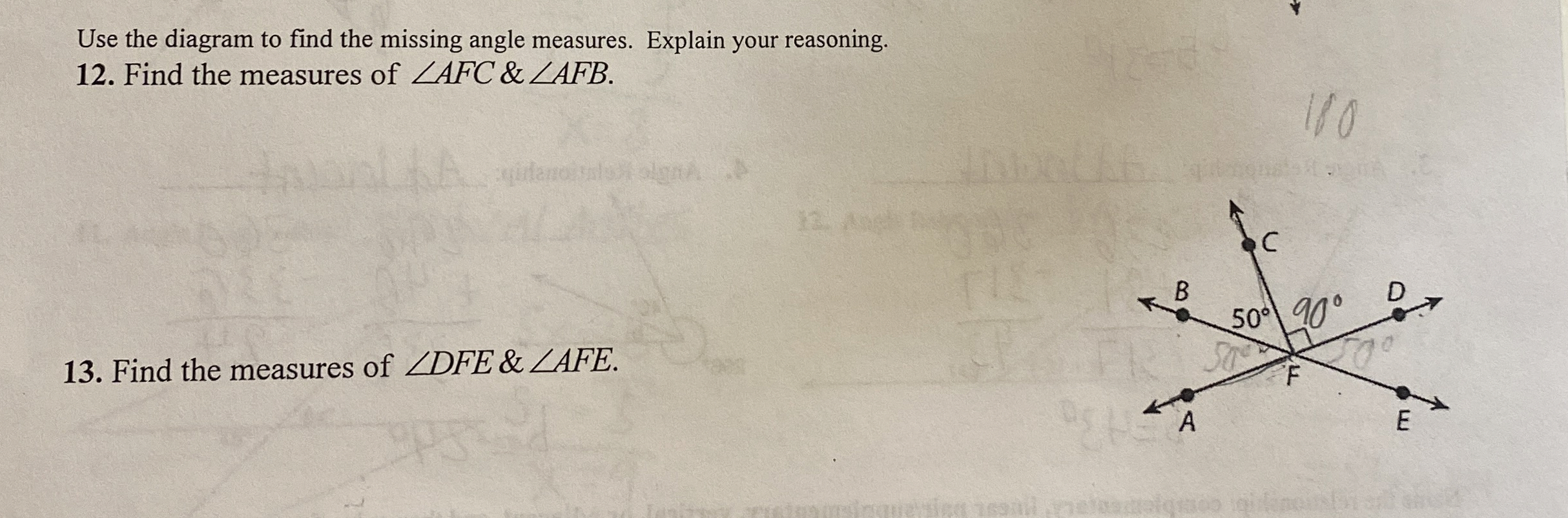 Solved Use the diagram to find the missing angle measures. | Chegg.com