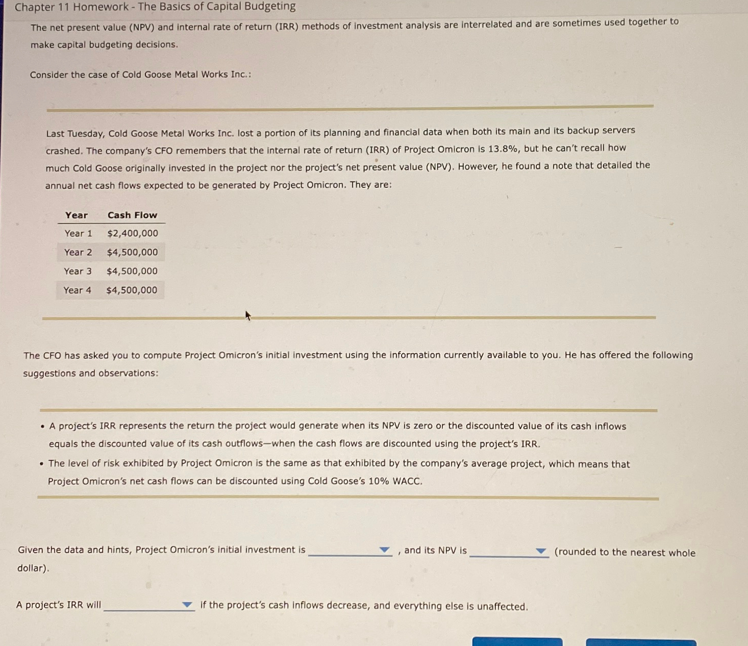 Solved Chapter 11 ﻿Homework - ﻿The Basics of Capital | Chegg.com