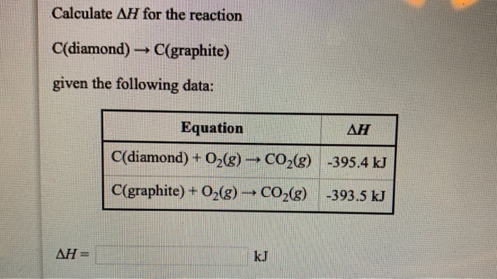 Solved Calculate AH for the reaction C(diamond) - | Chegg.com