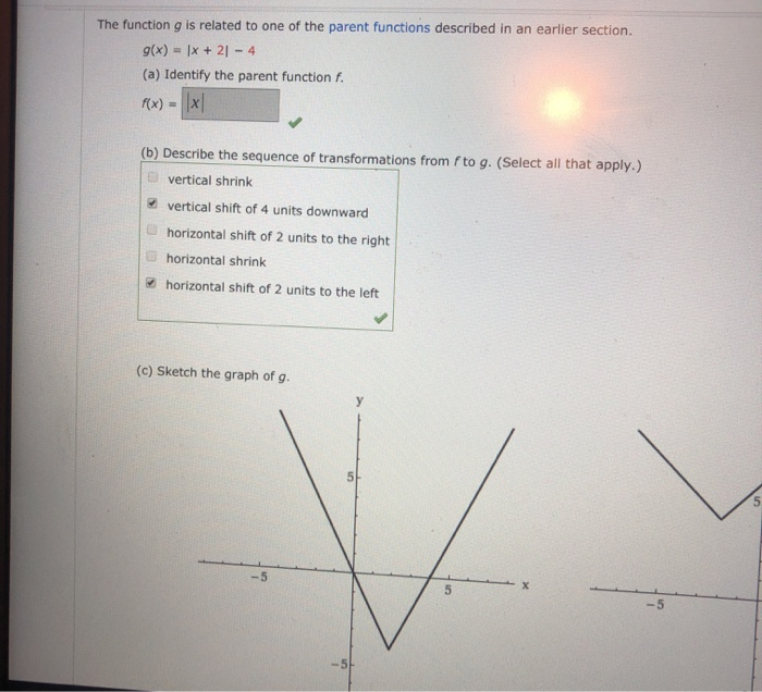 Solved The function g is related to one of the parent | Chegg.com