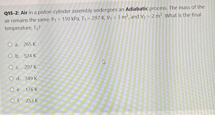 Solved Q15-1: Air in a piston-cylinder assembly undergoes an | Chegg.com