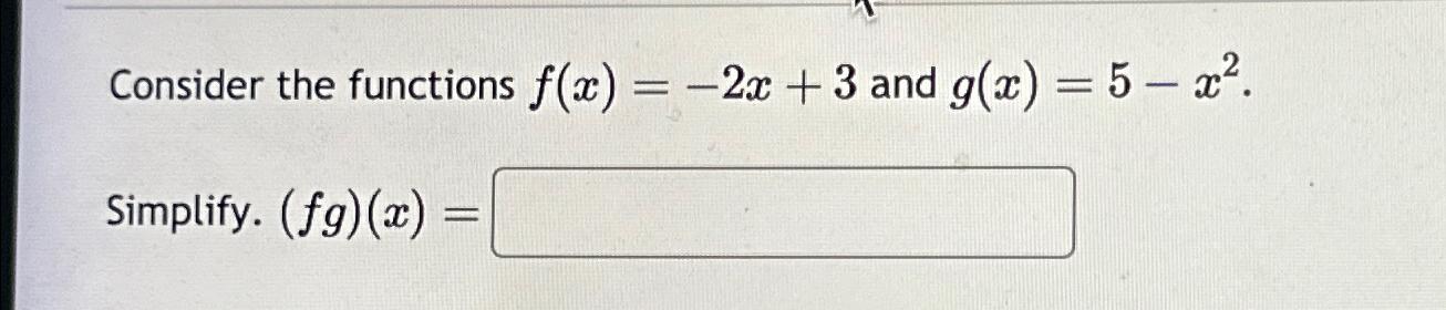 Solved Consider the functions f(x)=-2x+3 ﻿and | Chegg.com
