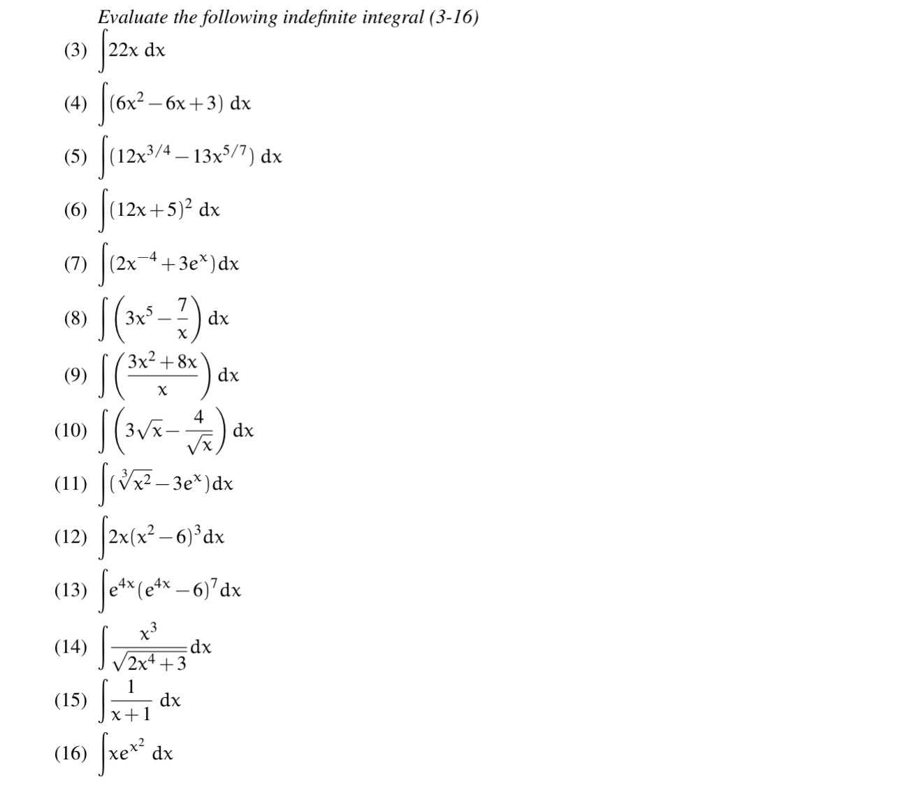 Solved Please only complete 15 ﻿and 16Evaluate the following | Chegg.com