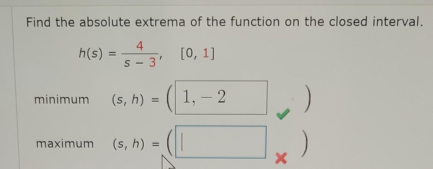 Solved Find the absolute extrema of the function on the | Chegg.com