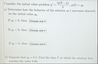 Solved Consider the initial value problem | Chegg.com