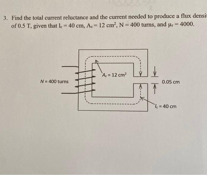 Solved Find the total current reluctance and the current | Chegg.com
