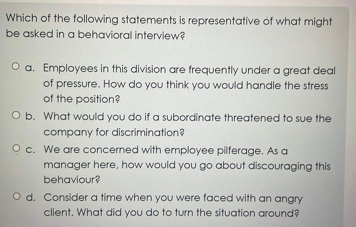 Solved Which of the following statements is representative | Chegg.com