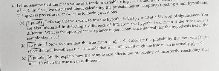 Solved Let us assume that the mean value of a random | Chegg.com