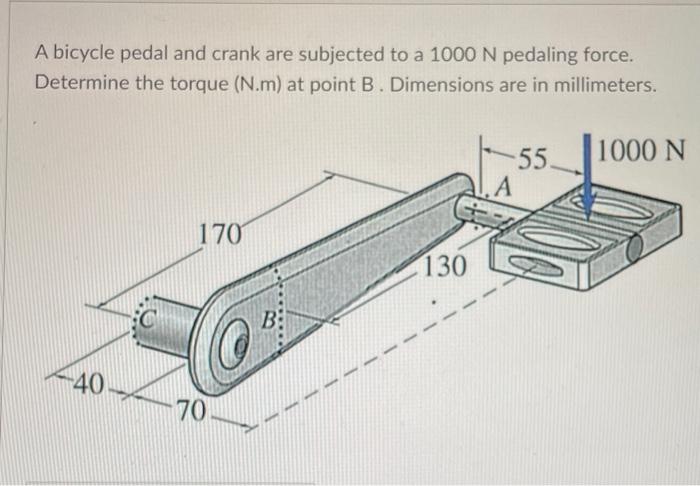 [Solved]: A bicycle pedal and crank are subjected to a 1000