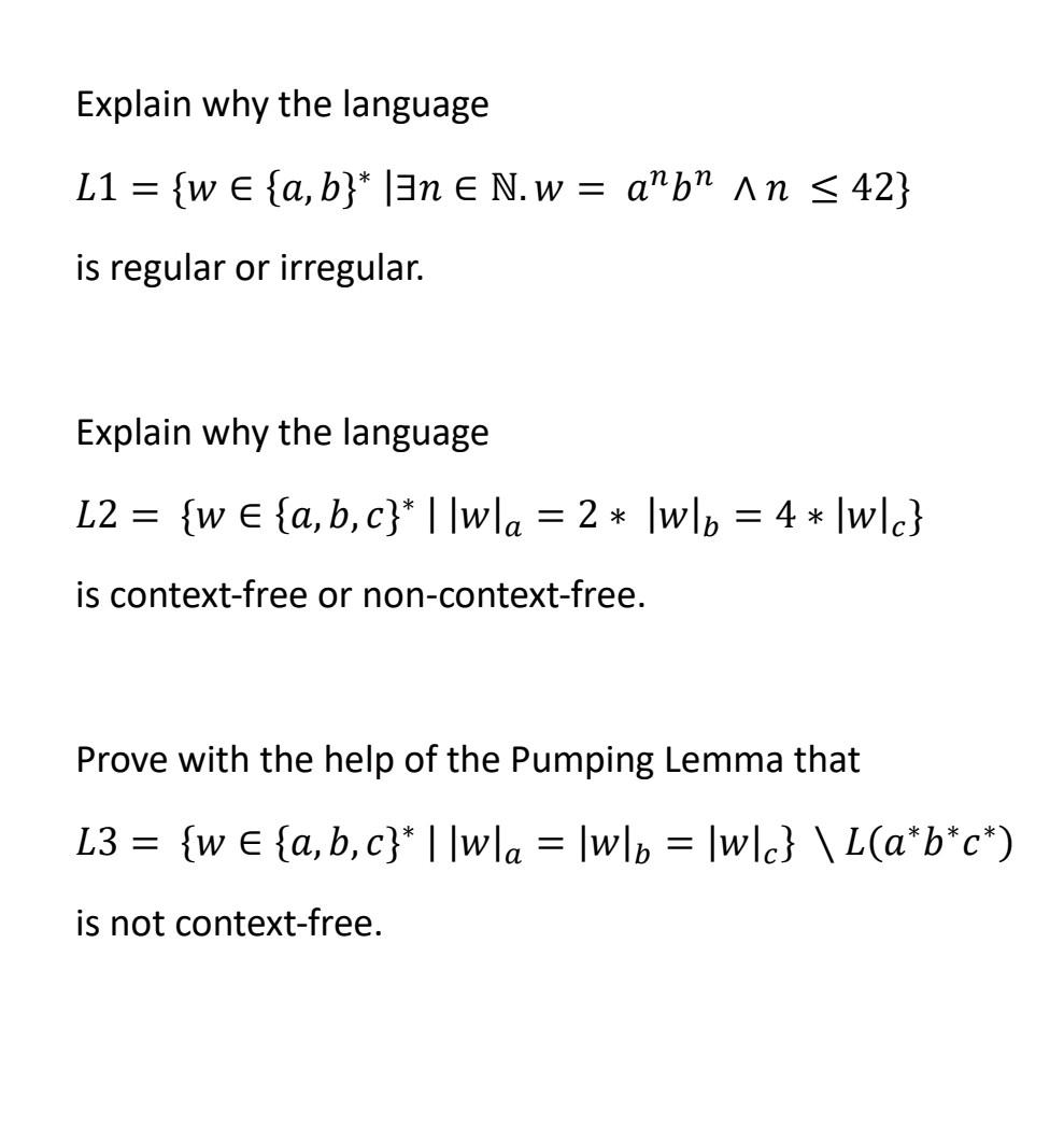 Solved Explain why the language | Chegg.com