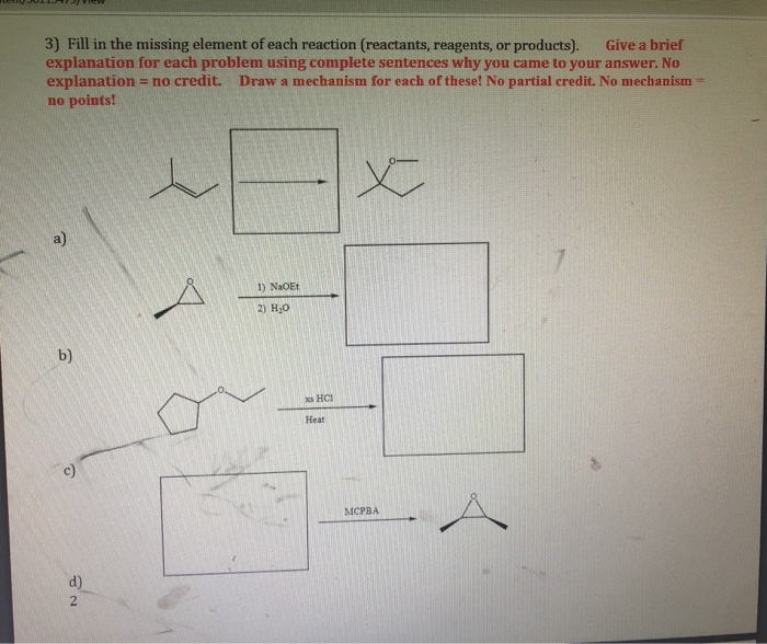 Solved 3) Fill in the missing element of each reaction | Chegg.com
