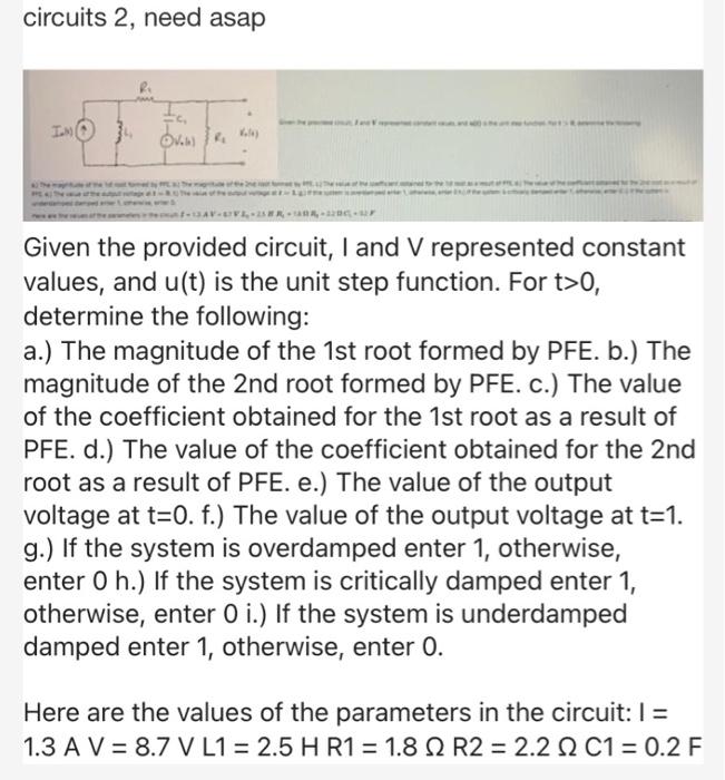 Solved circuits 2, need asap IM V. OVA -AVUVI Given the | Chegg.com