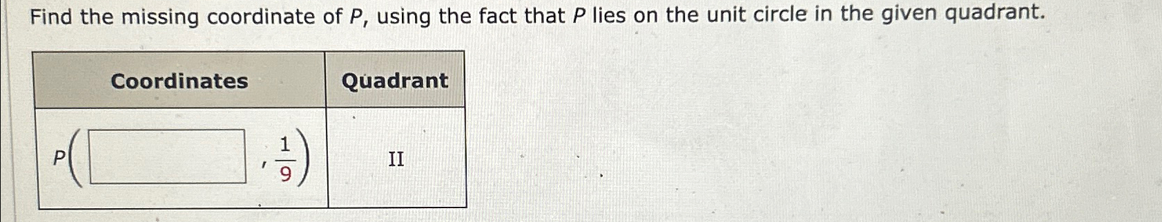 Solved Find the missing coordinate of P, ﻿using the fact | Chegg.com