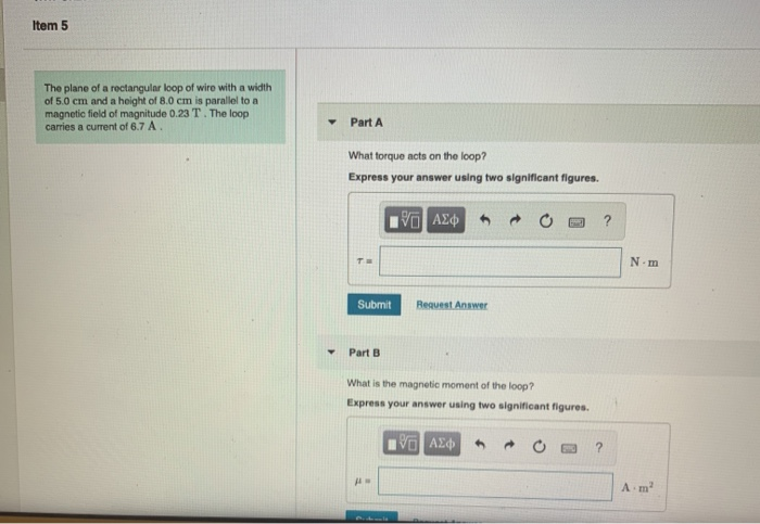 Solved Item 5 The plane of a rectangular loop of wire with a | Chegg.com