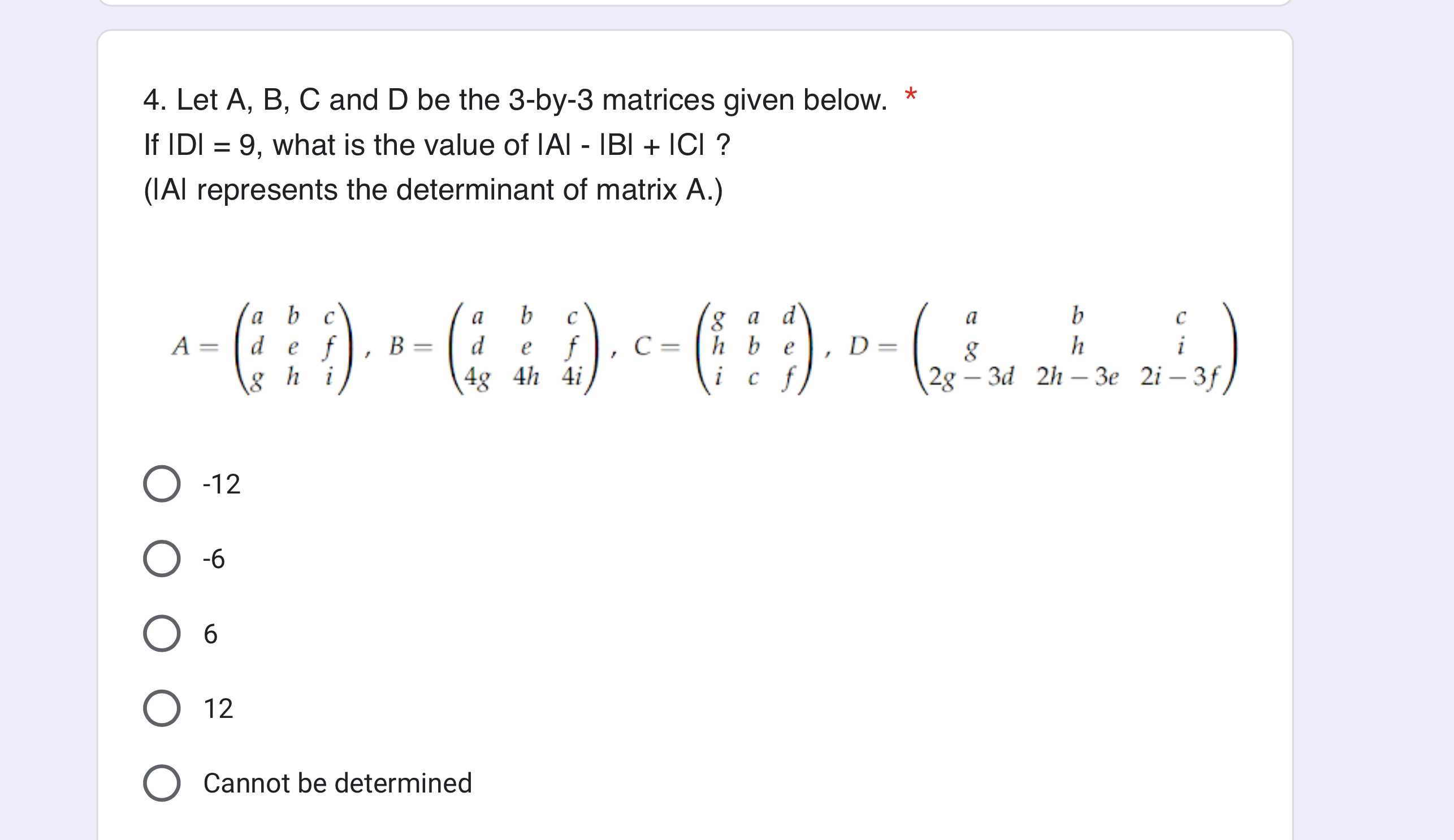 Solved Let A,B,C ﻿and D ﻿be the 3-by-3 ﻿matrices given | Chegg.com