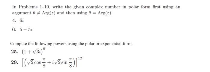Solved In Problems 1-10, write the given complex number in | Chegg.com