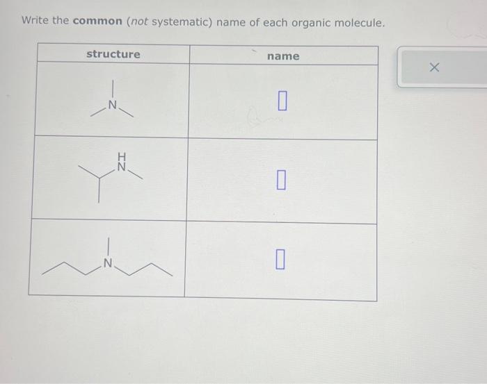 Solved Write the common (not systematic) name of each | Chegg.com