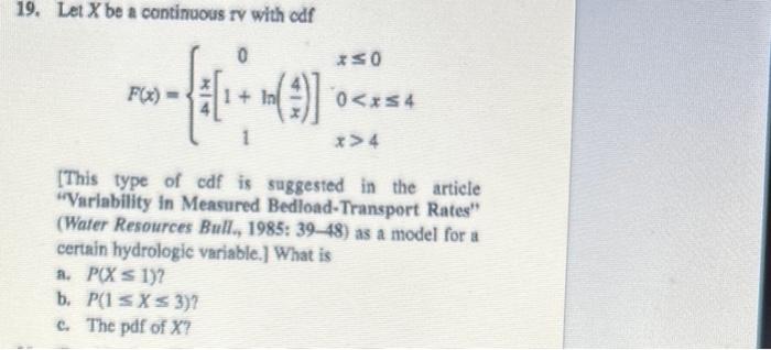 Solved 19. Let X be a continuous rv with odf | Chegg.com