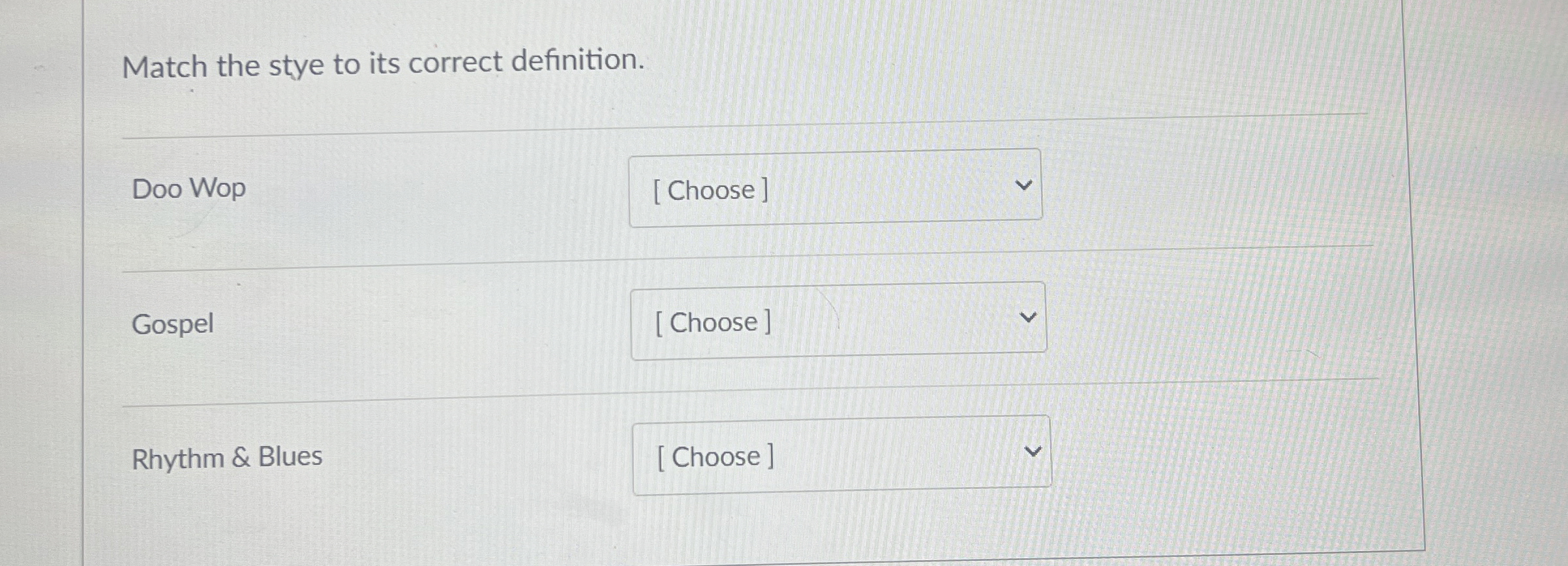 Solved Match the stye to its correct definition.Doo | Chegg.com
