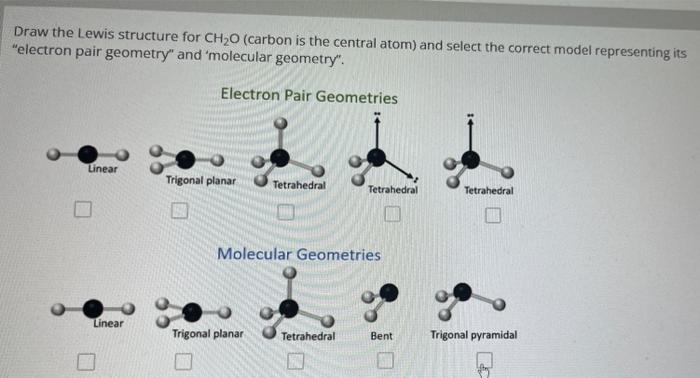 Solved Draw the Lewis structure for CH20 (carbon is the | Chegg.com
