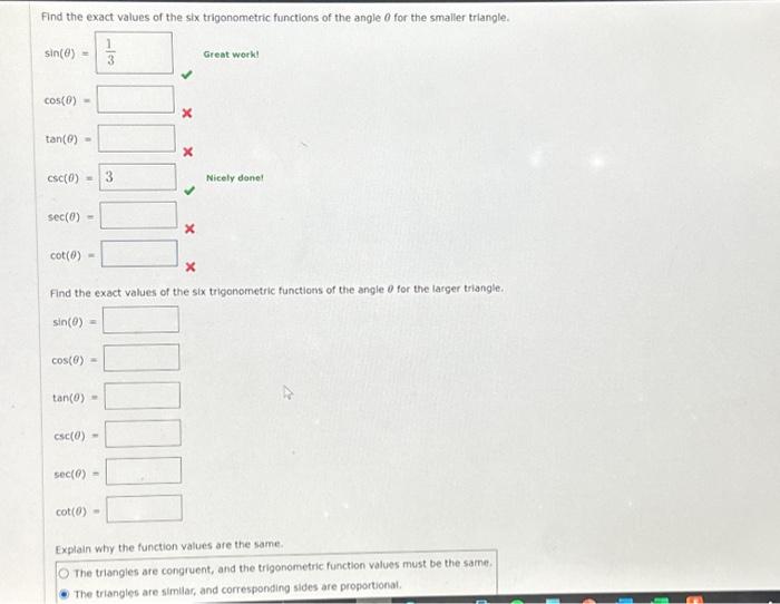 Solved Consider the following triangles.Find the exact | Chegg.com