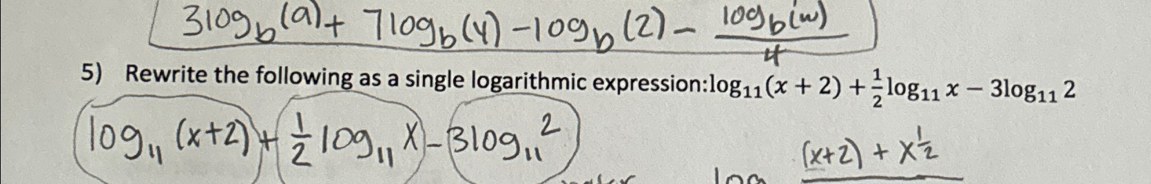 Solved Rewrite the following as a single logarithmic | Chegg.com