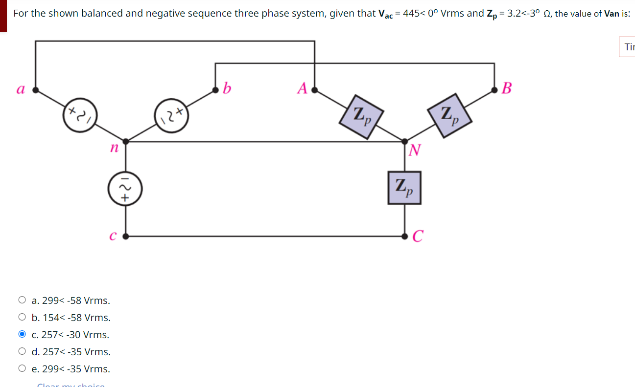 Solved For the shown balanced and negative sequence three | Chegg.com