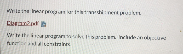 Solved Write the linear program for this transshipment | Chegg.com
