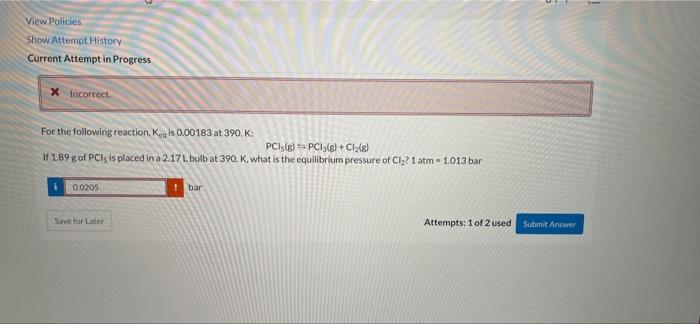 Solved View Policies Show Attempt History Current Attempt in | Chegg.com