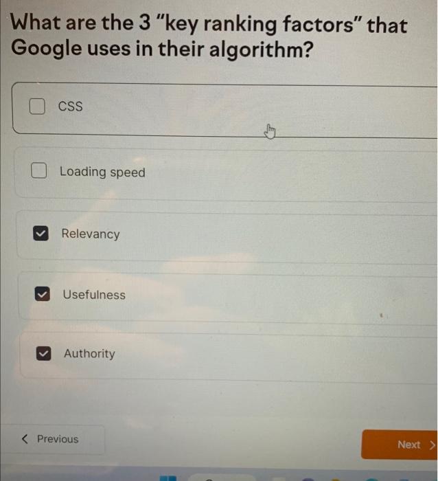 Solved What are the 3 "key ranking factors" that Google uses | Chegg.com