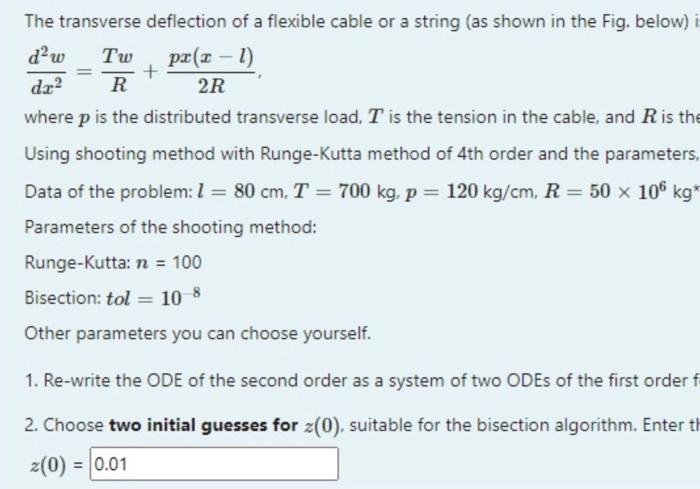Solved The transverse deflection of a flexible cable or a | Chegg.com