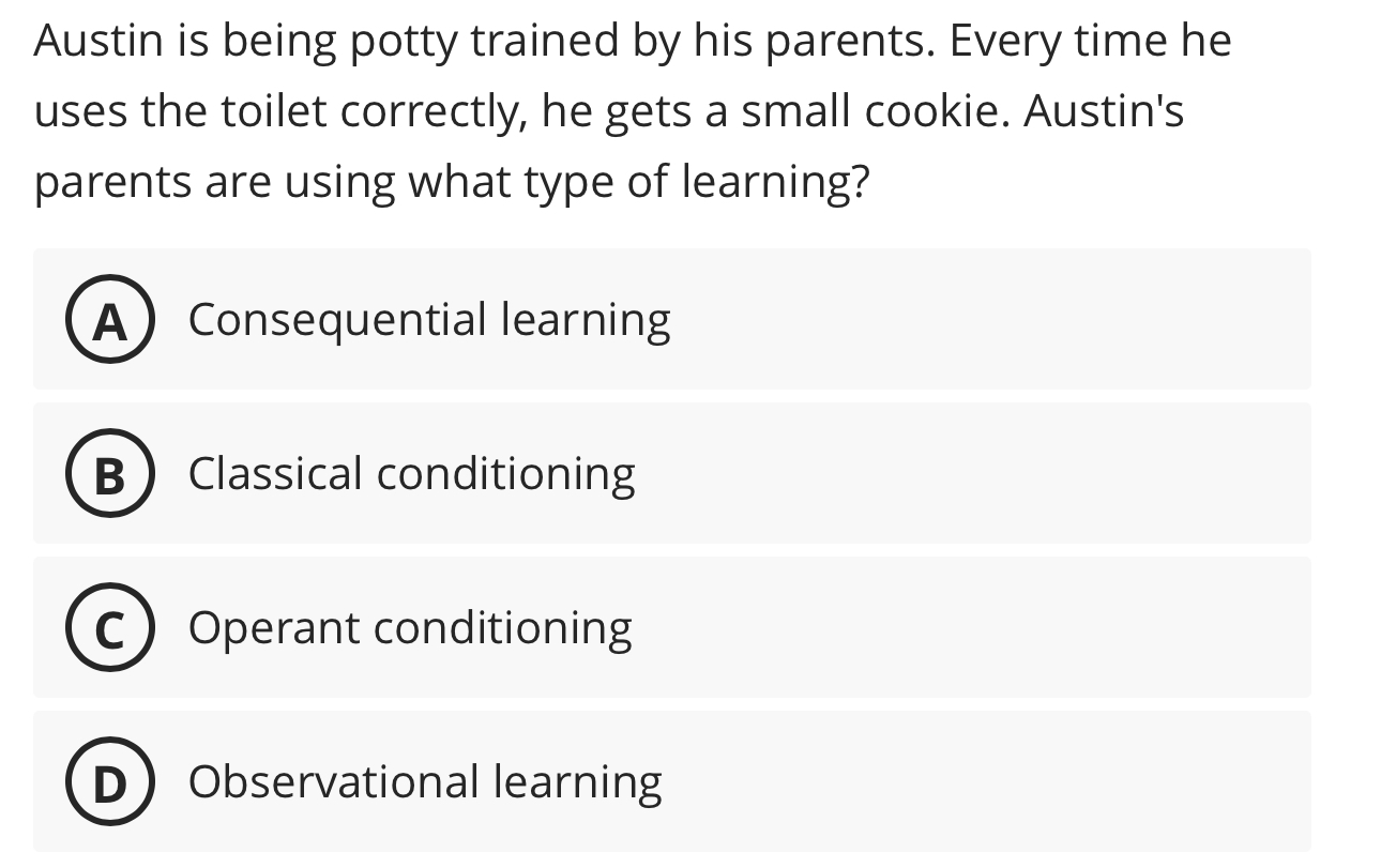 Solved Austin is being potty trained by his parents. Every | Chegg.com