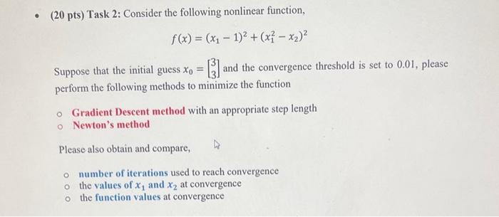 Solved (20 pts) Task 2: Consider the following nonlinear | Chegg.com