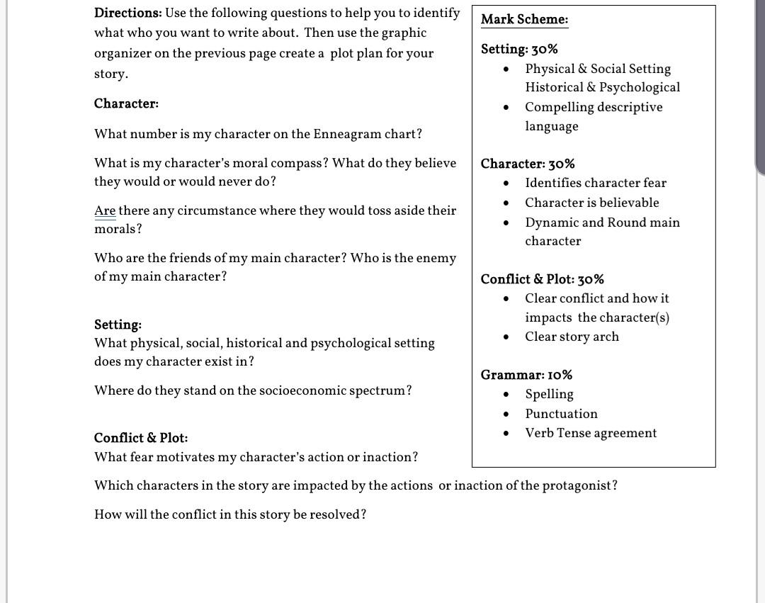 1. plan a short story with 3 main events plot. list | Chegg.com