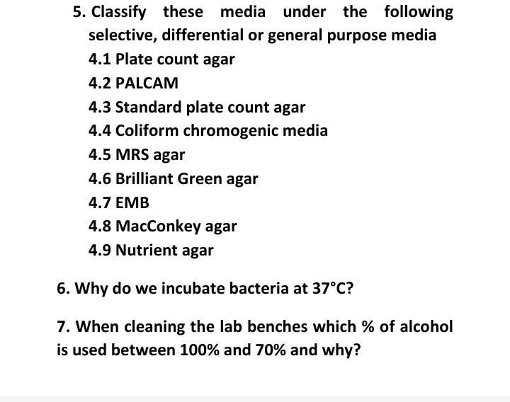 Solved 1. Define the following: 1.1 Colony 1.2 Media 1.3 | Chegg.com