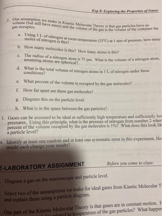Solved Exp 8: Exploring the Properties of Gases 2. One | Chegg.com
