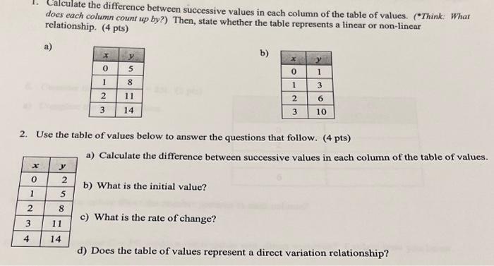 Solved Calculate the difference between successive values in | Chegg.com