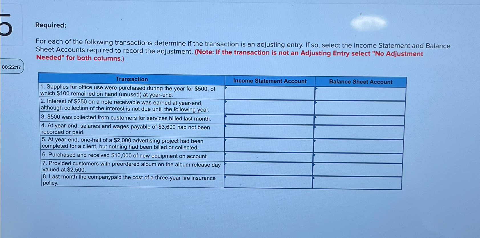 Required:For each of the following transactions | Chegg.com